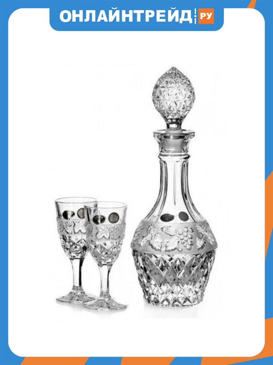 Набор для ликера Crystal Bohemia VINIA, 1 графин 750 мл + 6 рюмок (80 мл), хрусталь