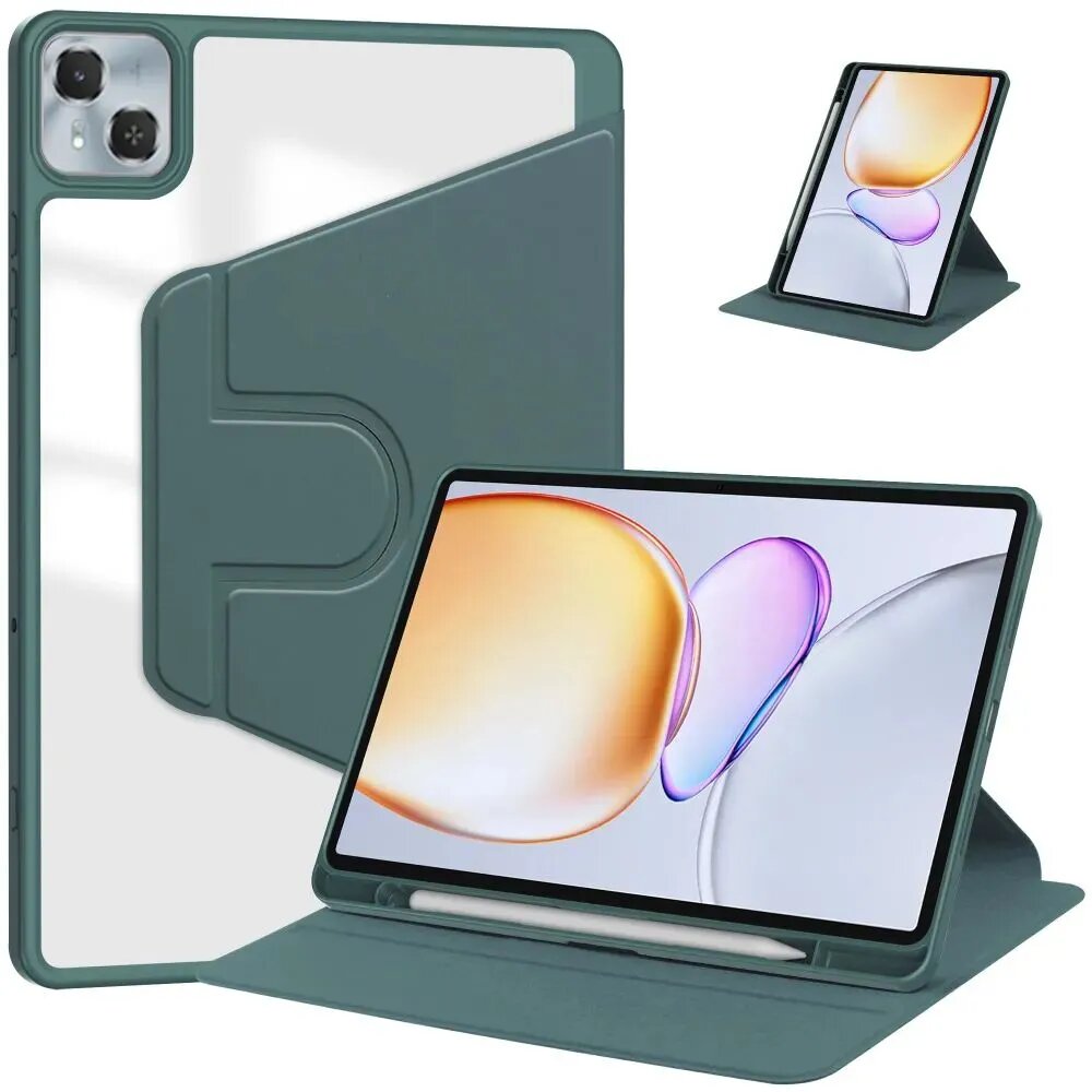 Чехол для Tecno MegaPad SE 11 /Техно МегаПад SE 11" , Чехол с отделением для ручки и вращающейся подставкой, искусственная кожа прозрачный акрил