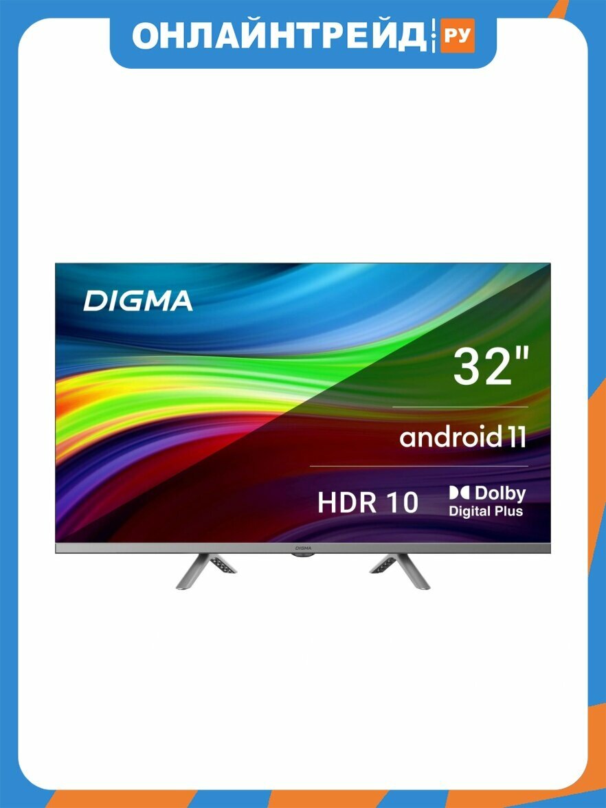 Телевизор Digma DM-LED32SBB39, Android TV, темно-серебристый