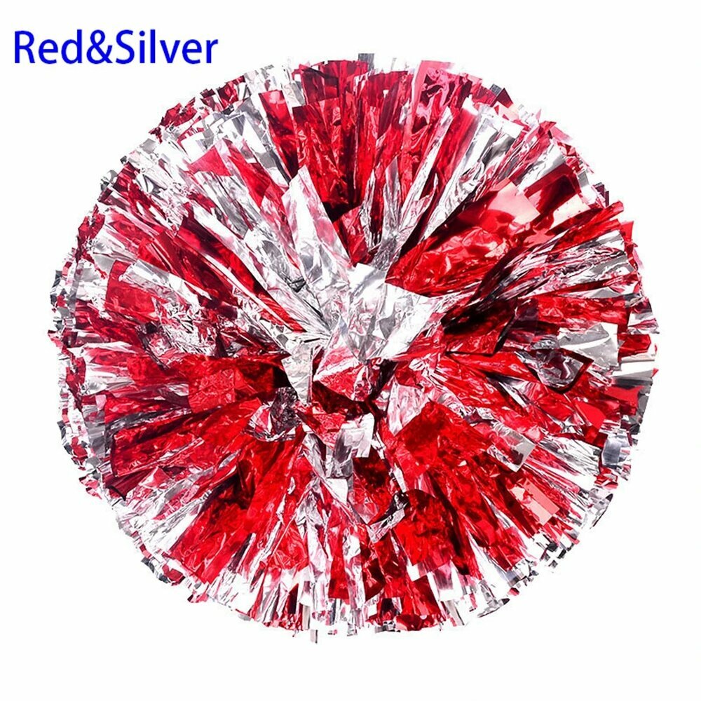 Пластиковые помпоны для чирлидинга 28/30см 28cm-Red Silver