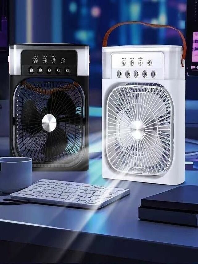 Настольный увлажняющий вентилятор с LED-подсветкой, портативный мини-охладитель воздуха для стола