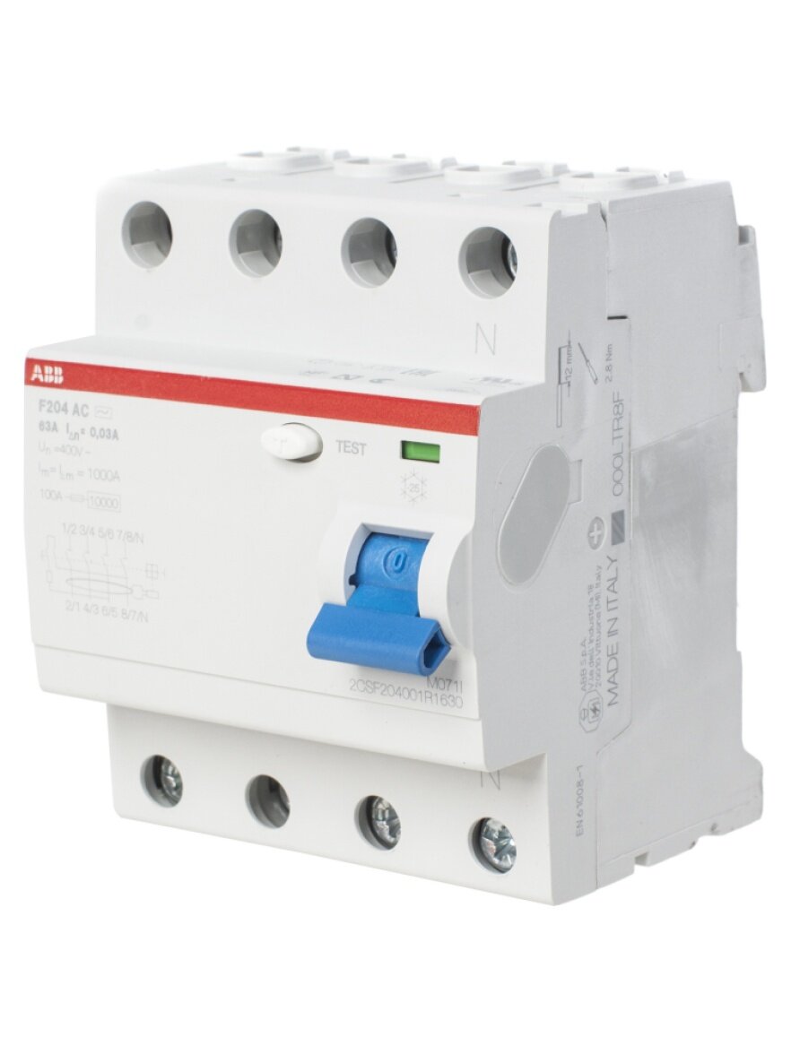 Устройство защитного отключения (УЗО) Abb 4p 63А 30мА тип AC F204 2CSF204001R1630