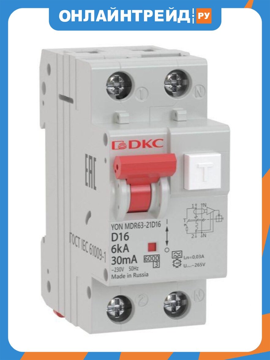 Дифференциальный автомат Dkc 2п C 40А 30мА 6кА тип A YON MDR63, MDR63-22C40-A