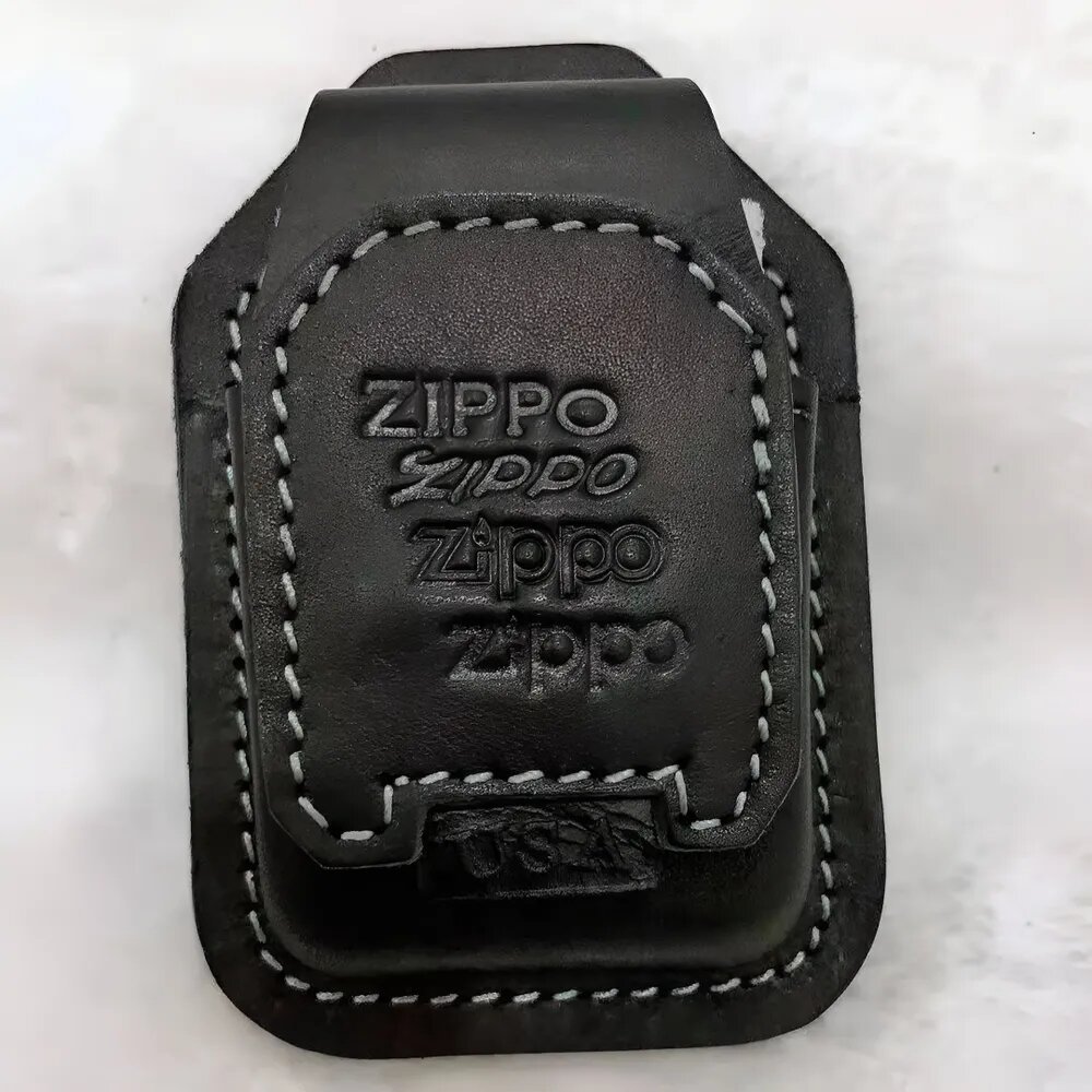 Чехол для зажигалки Zippo из кожи, чехол зиппо, цвет черный, на ремень