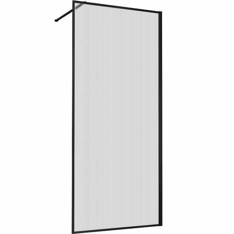 Душевая перегородка Vincea Walk-In 70 VSW-1HP700FLB профиль Черный матовый стекло рифленое