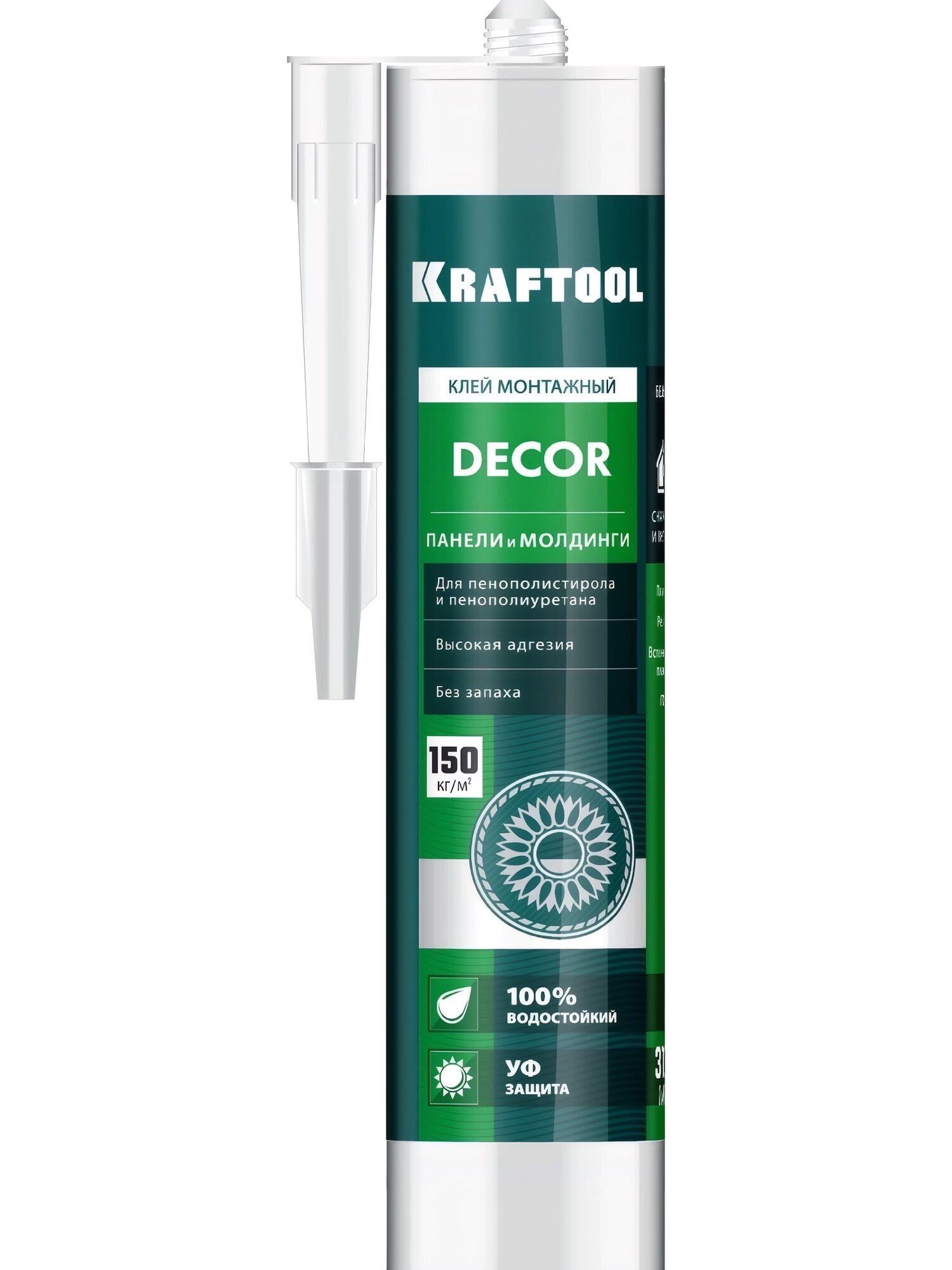 Монтажный клей для молдингов (41349) KRAFTOOL D COR 310 мл белый 12 шт