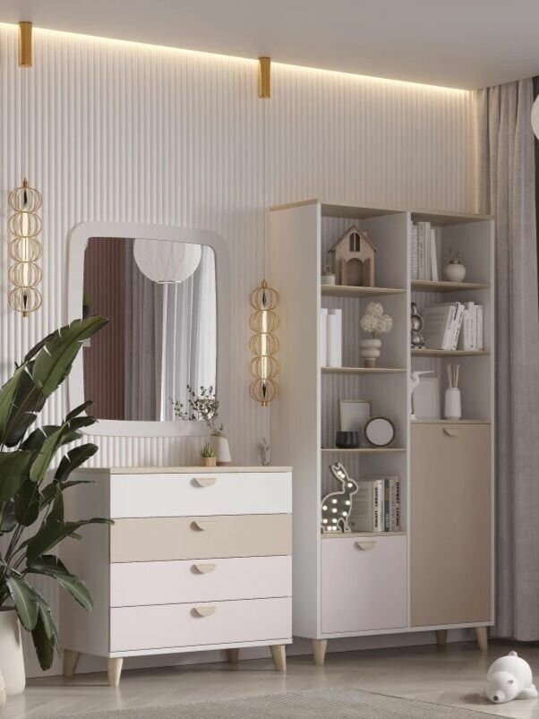Комод Миа пинк, с четырьмя ящиками, полукруглая ручка, 90х47х90 см