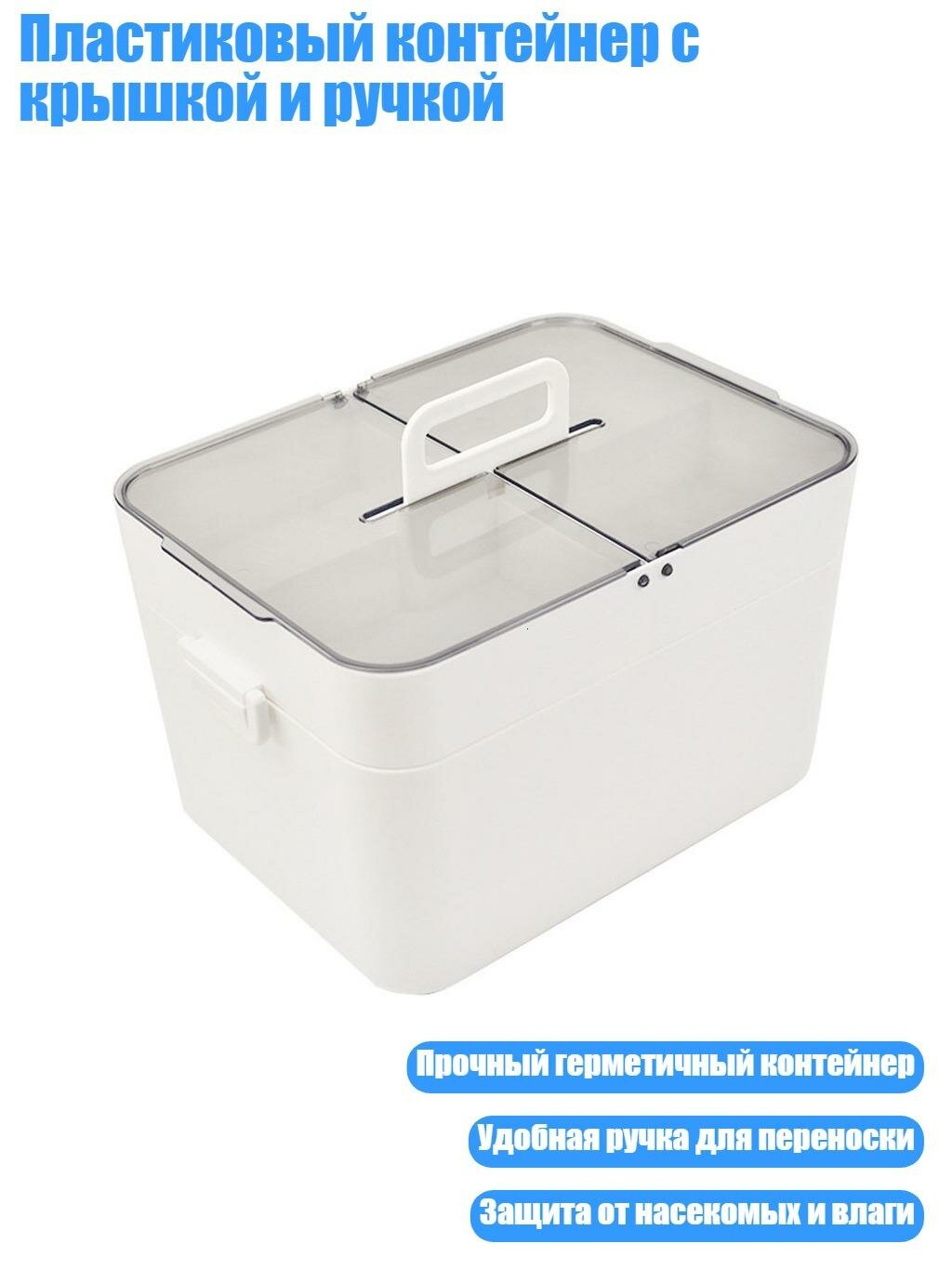 Пластиковый контейнер с крышкой и ручкой