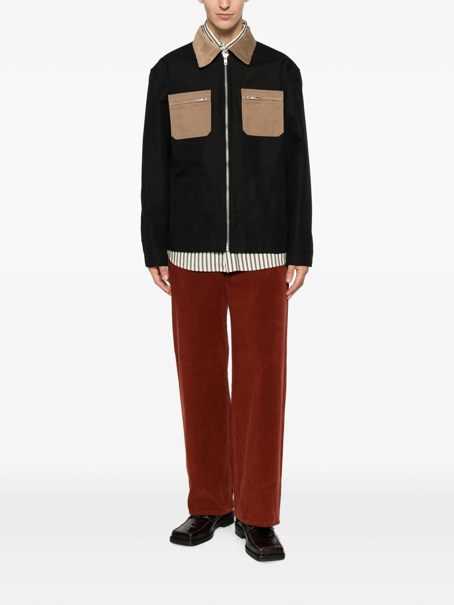 Куртка Marni Contrast-collar patch-pocket jacket, размер 46 — фото 1
