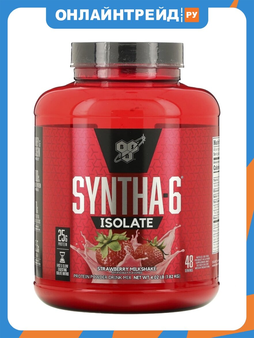 Протеин Bsn Syntha-6 ISOLATE Strawberry Milkshake 4 lb 1820г