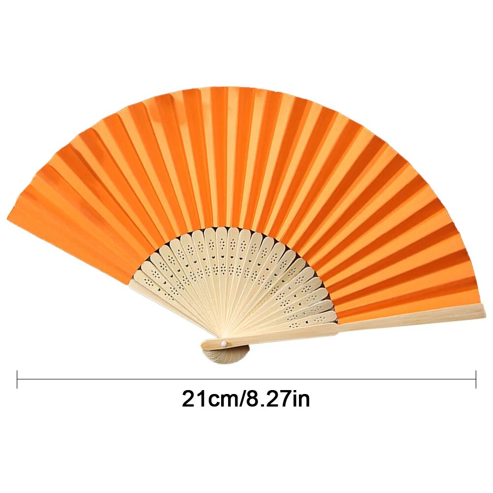Складной бамбуковый веер Оранжевый, 1PCS Orange