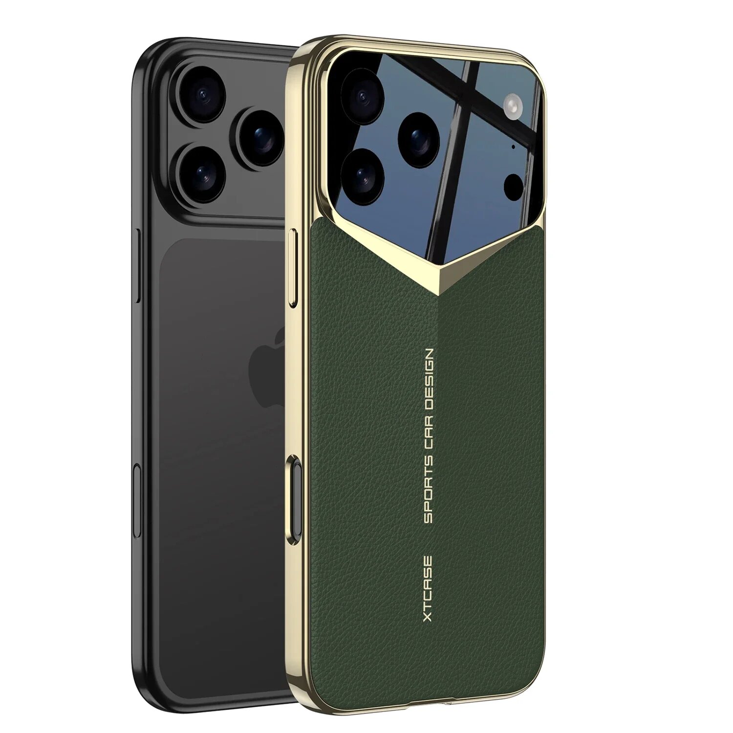 Гальванический кожаный объектив с прецизионной защитой от отверстий, iPhone17 Про, Зеленый, green