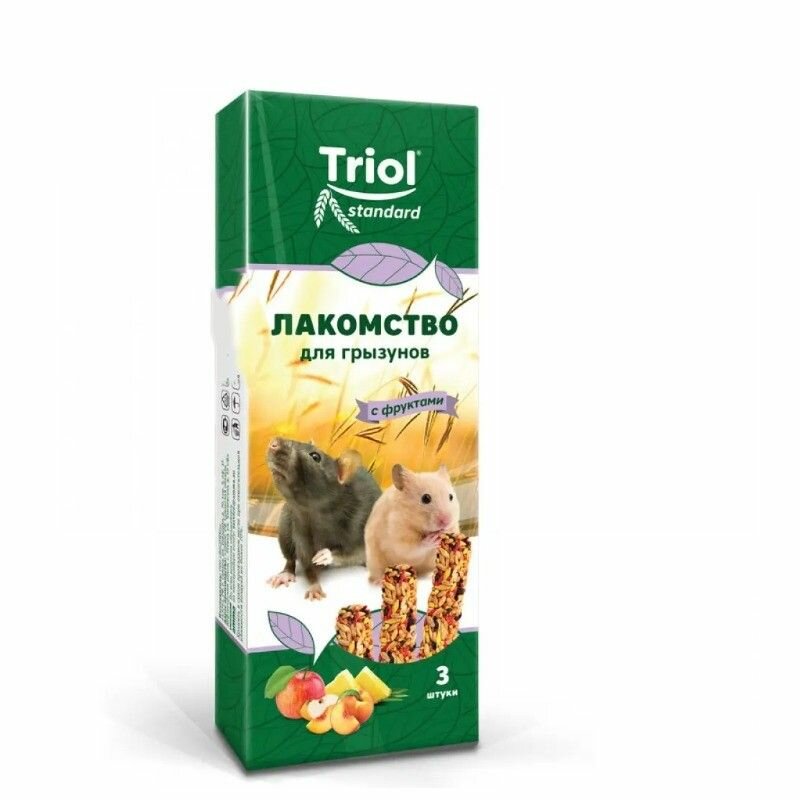Triol Лакомство для грызунов, Standard, с Фруктами. 3 шт в уп. 80 гр