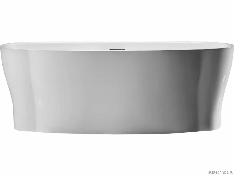 Акриловая ванна BelBagno BB403-1700-850 без опоры 170x85 см, отдельностоящая, белая, овальная, со сливом-переливом
