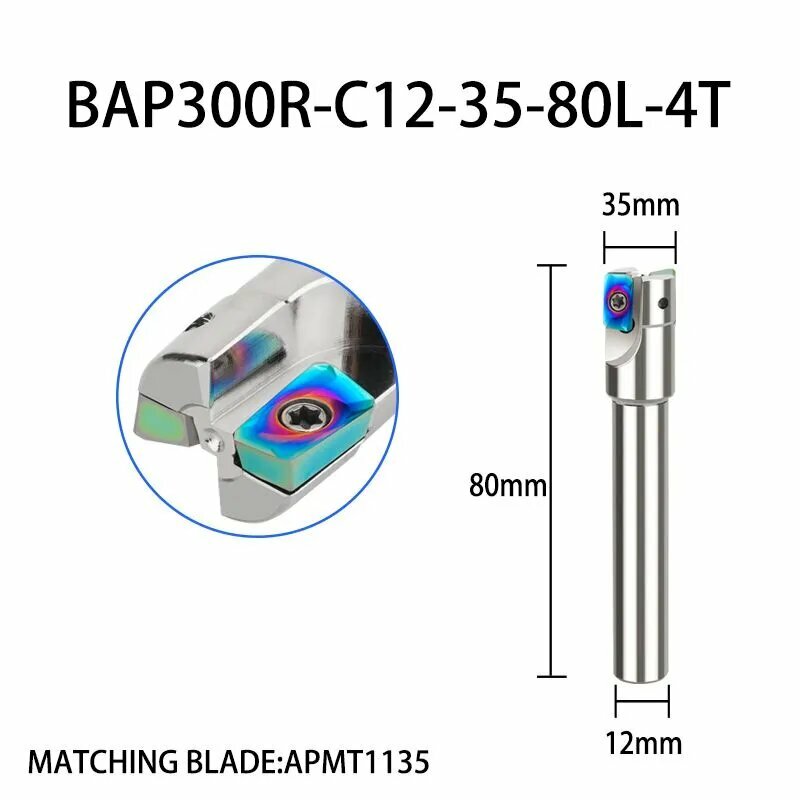 Фрезерный брус с лезвием BAP300R-C12-35-80L-4T