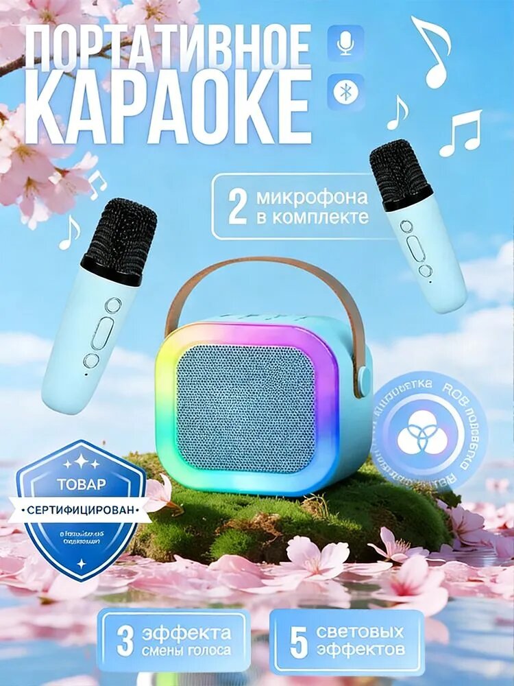 Колонка караоке с микрофонами подарок