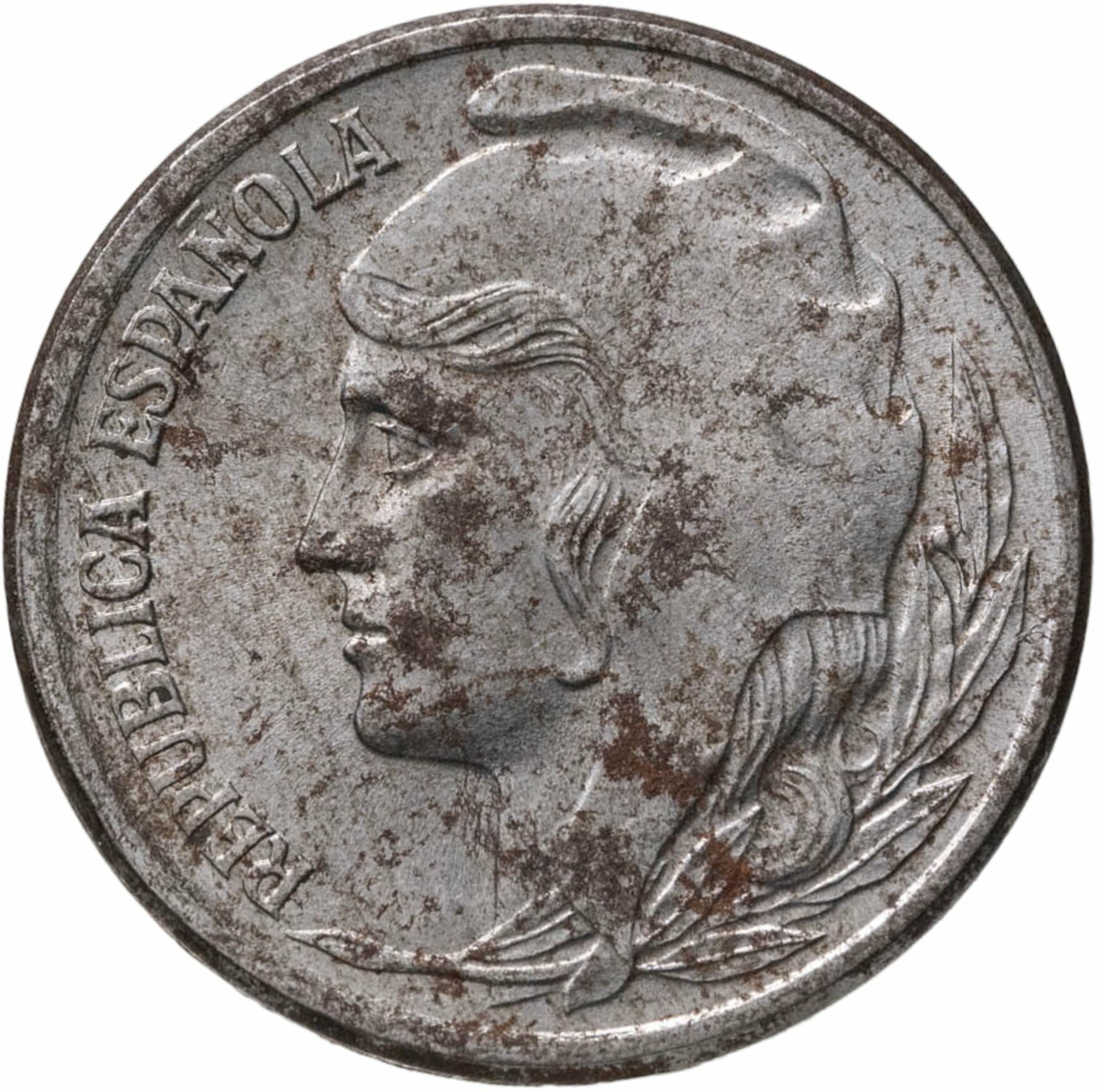 Испания 5 сентимо centimos 1937, Железо, в сохранности VF-XF