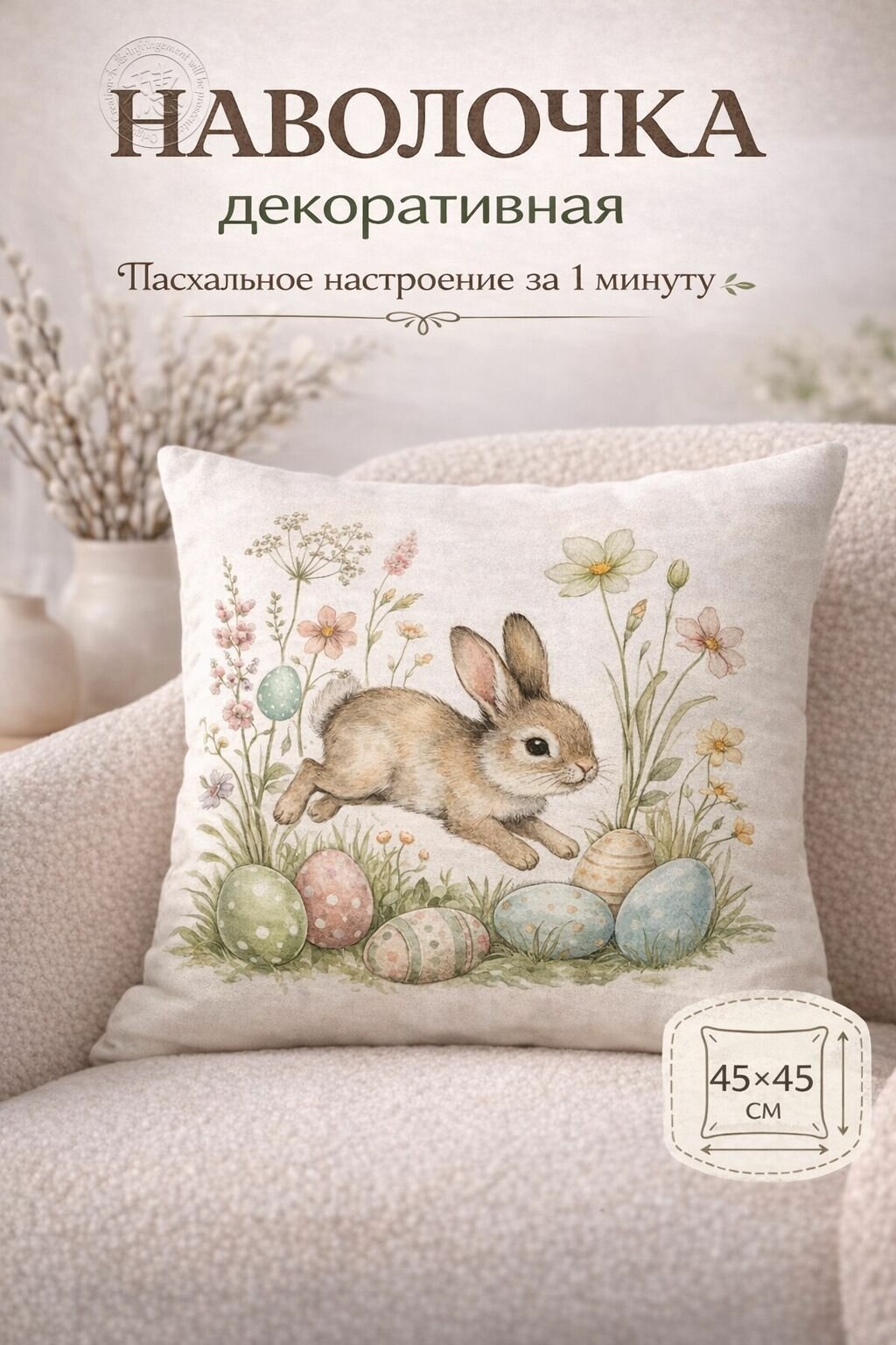 Декоративная желтая наволочка 40х40 см, 1 штука для декора дивана, кровати и уютного домашнего интерьера