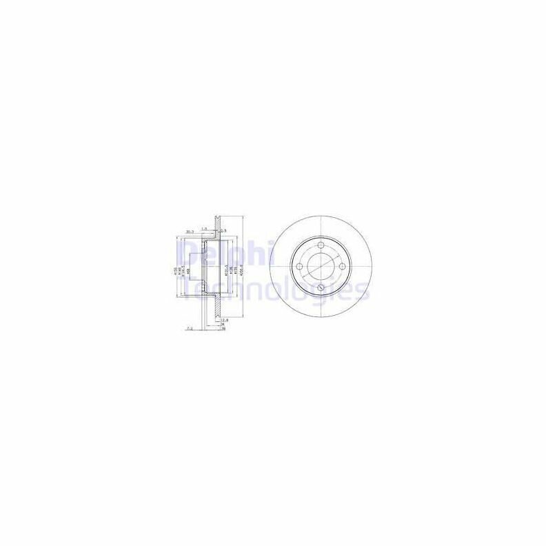 Диск тормозной передний DELPHI BG2215 для а/м Audi 80/90 B3
