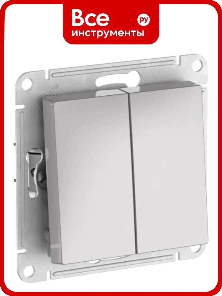 2-клавишный переключатель Systeme Electric ATLASDESIGN AQUA IP44, сх.6, 10АХ, мех, быстрозажим. клем, Алюминий ATN440351S