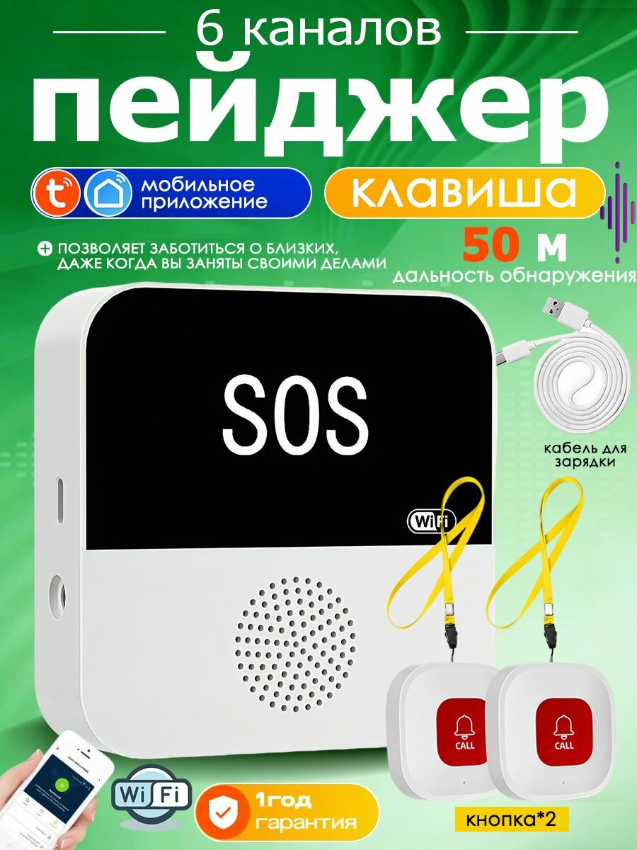 Беспроводной Wi-FI вызывающий абонент, портативный тревожный звонок для пожилых людей, контролирующий систему сигнализации SOS
