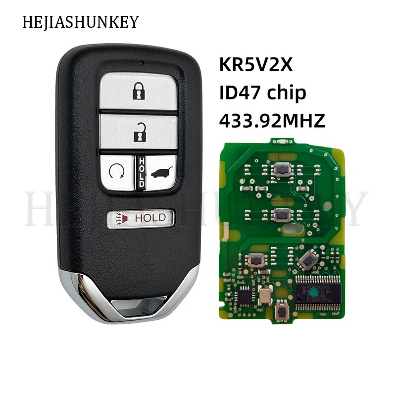 Умный брелок-ключ с чипом ID47 433 МГц KR5V2X для Honda Civic, CR-V, HR-V, Jazz, City, Odyssey, Pilot, Clarity, XRV, URV, Venzel 2016-2022