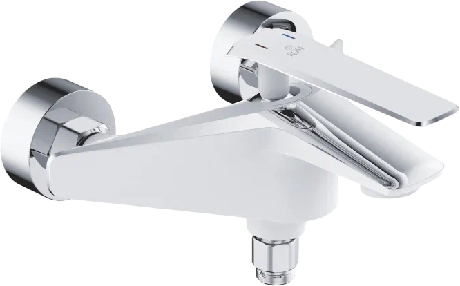 Смеситель для ванны с душем Rose R1302F белый, хром, латунь, современный