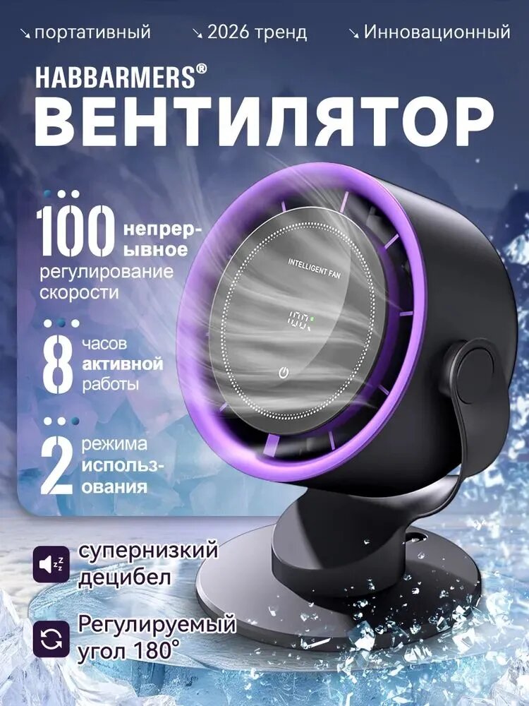 Настольный вентилятор Портативный настольный, фиолетовый