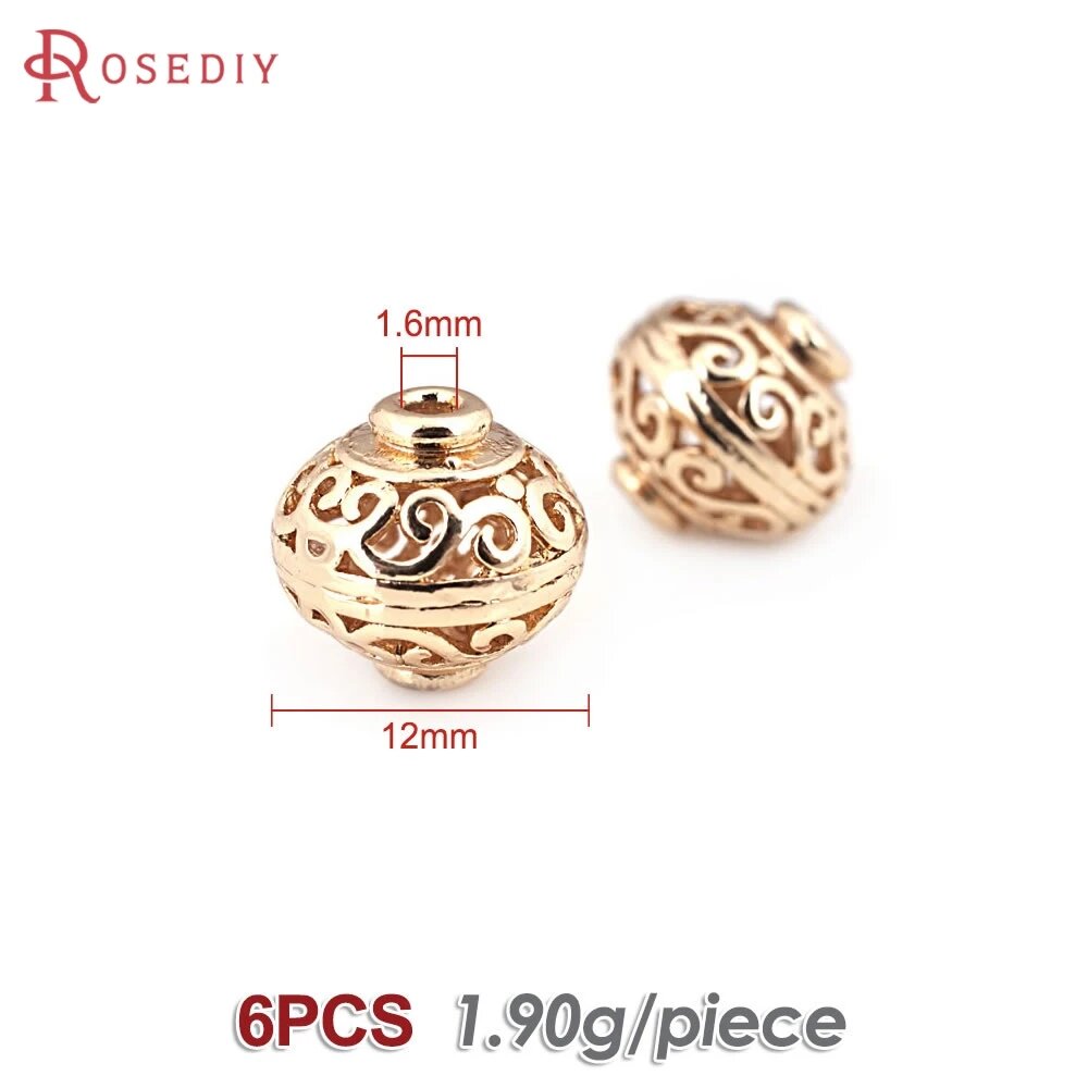 Бусины-разделители Rosediy, латунь, золотистого цвета, 6 шт.