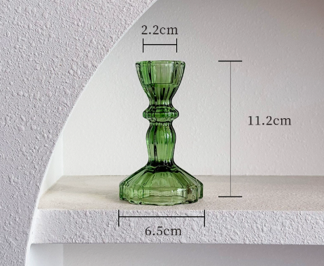 Стеклянный подсвечник на 1 свечу «Бутон на ножке», зелёный, 6.5×6.5×11 .2см