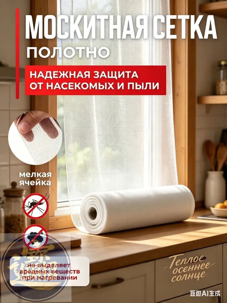 Москитная сетка белая полотно 5 метра ширина 200 см Ткань антимоскитная на окно, дверь, укрывной материал