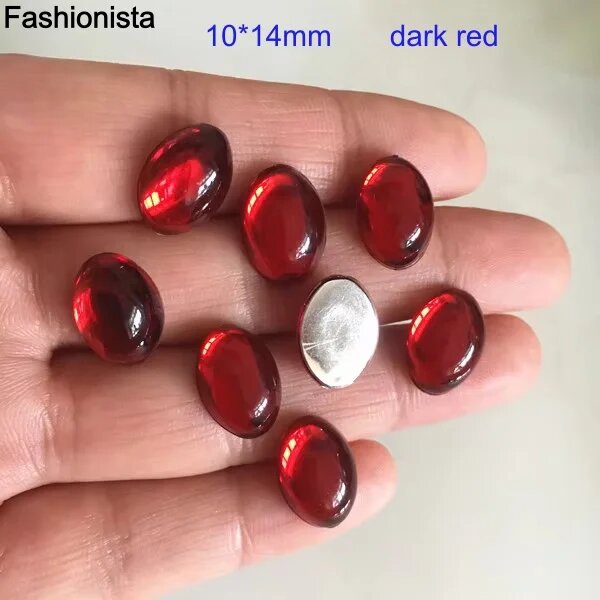 100 шт. Кристаллы-кабошоны Fashionista 10x14 мм акриловые для бижутерии Dark Red 100 pcs