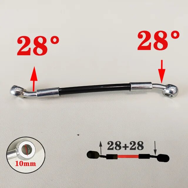 Черный мото шланг тормозной 120см 28°
