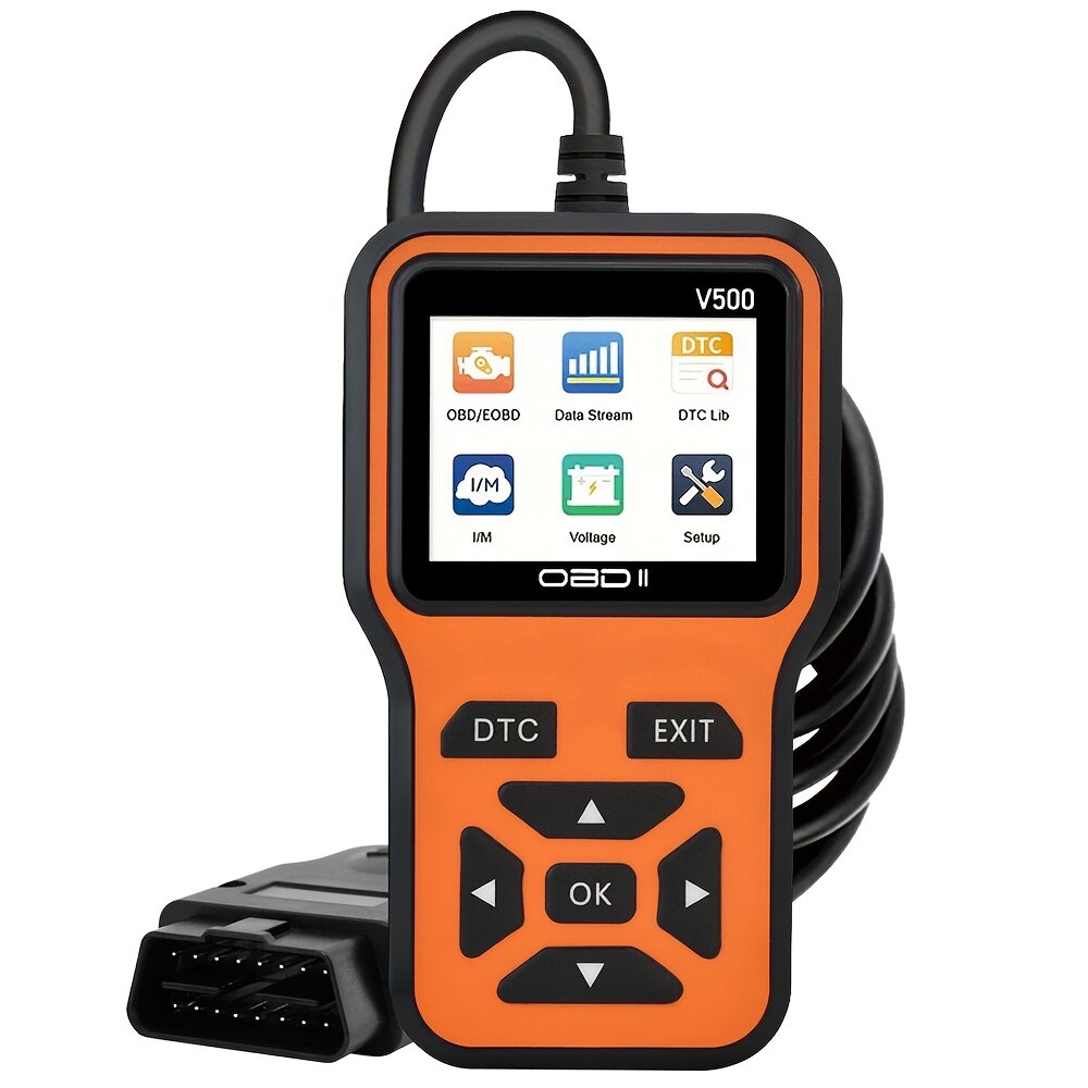 V500 OBD2 Диагностический сканер для автомобилей и грузовиков, портативный, сброс кодов ошибок DTC, живые данные, I/M Ready, оранжевый
