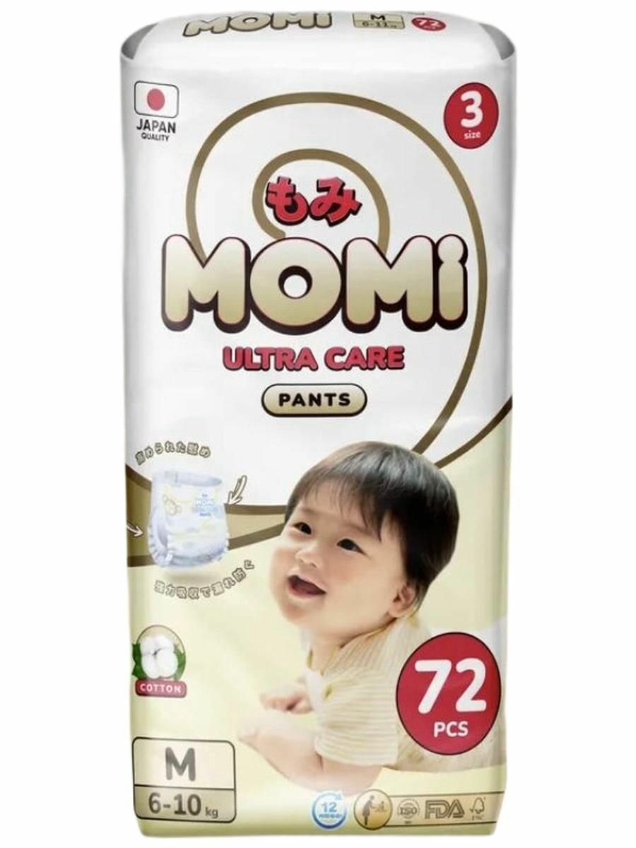 MOMI Подгузники трусики MEGA PACK ULTRA CARE размер M (6-10 кг ). 72 шт