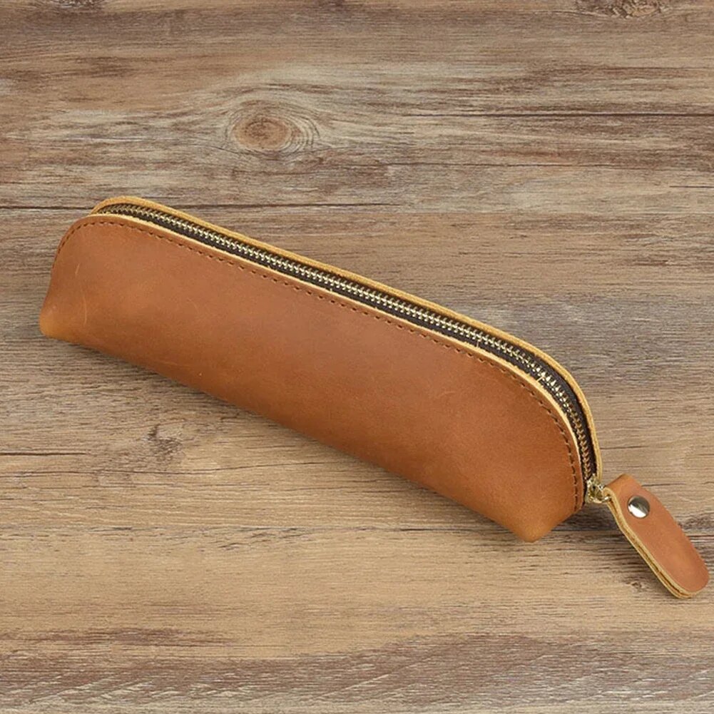 Ретро сумка для карандашей из натуральной кожи Коричневый, Light Brown