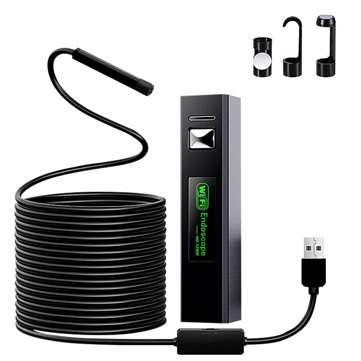 Беспроводной эндоскоп 2 м, WiFi камера для осмотра бороскопом 1200P HD IP68 Водонепроницаемая камера-змея, совместимая с планшетом, смартфоном Android iOS