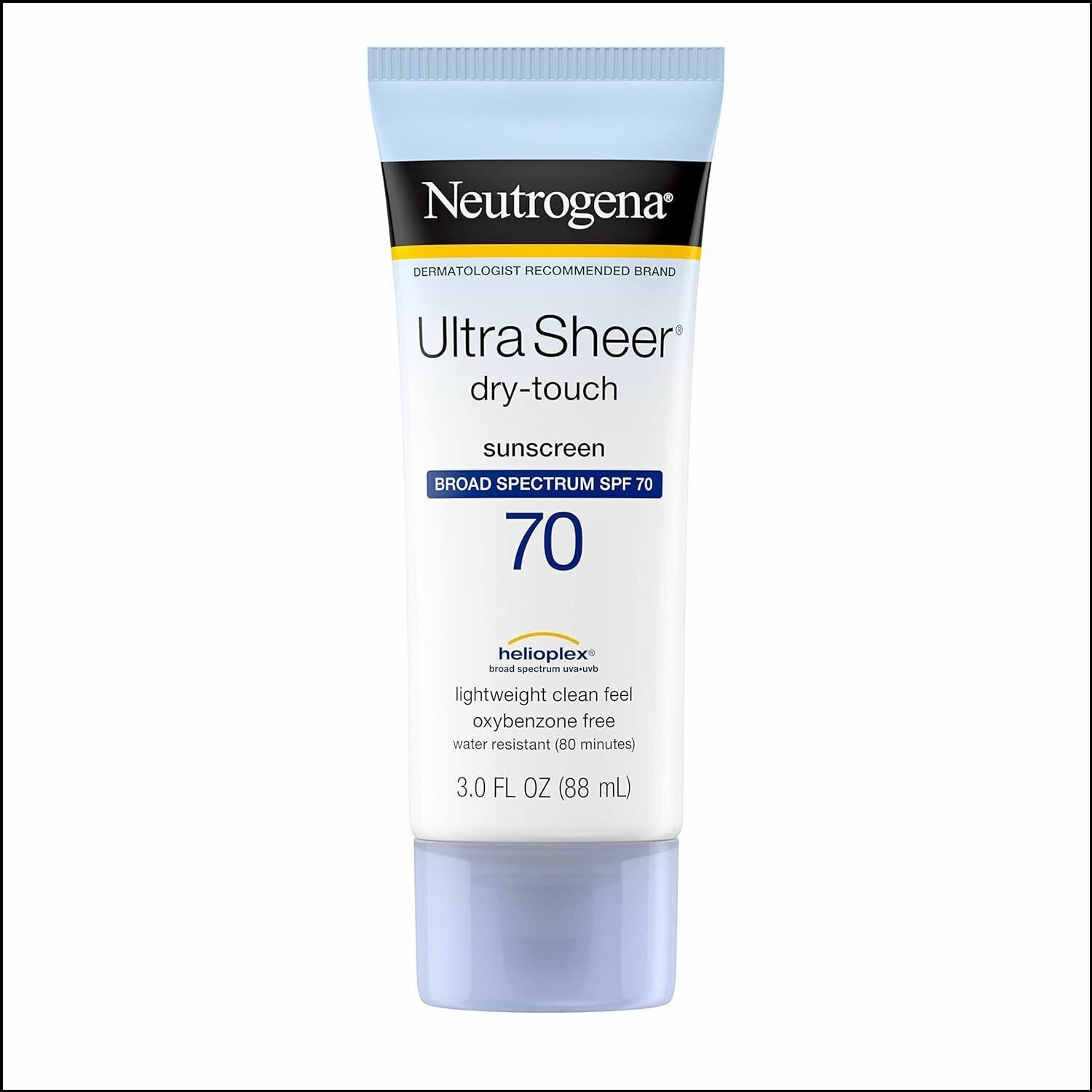 Neutrogena Ultra Sheer Dry-Touch Водостойкий и нежирный солнцезащитный лосьон широкого спектра действия SPF 70, 3 унции SPF 70 защита от UVA/UVB водостойкий