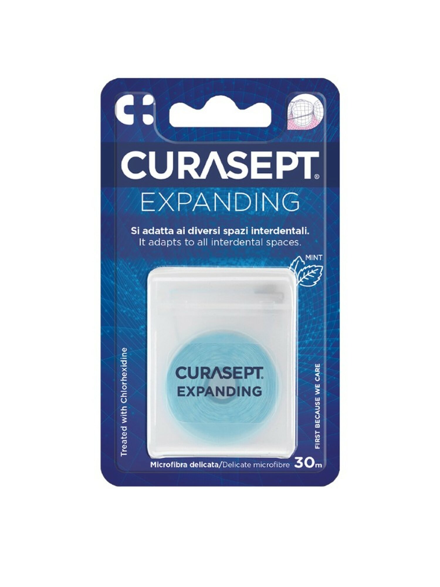CURASEPT зубная нить 30М/мята — Нить зубная вощеная, катушка 30 метров в уп.