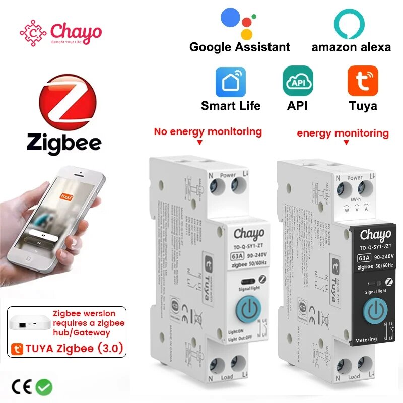 Автоматический выключатель TONGOU Mini ZigBee 25A White No metering