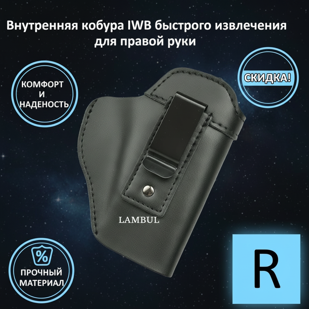 Тактическая кожаная кобура для скрытого ношения на пояс, для правой и левой руки. Подходит для Glock 17/19/43X, Sig Sauer P365, калибра 9 мм.