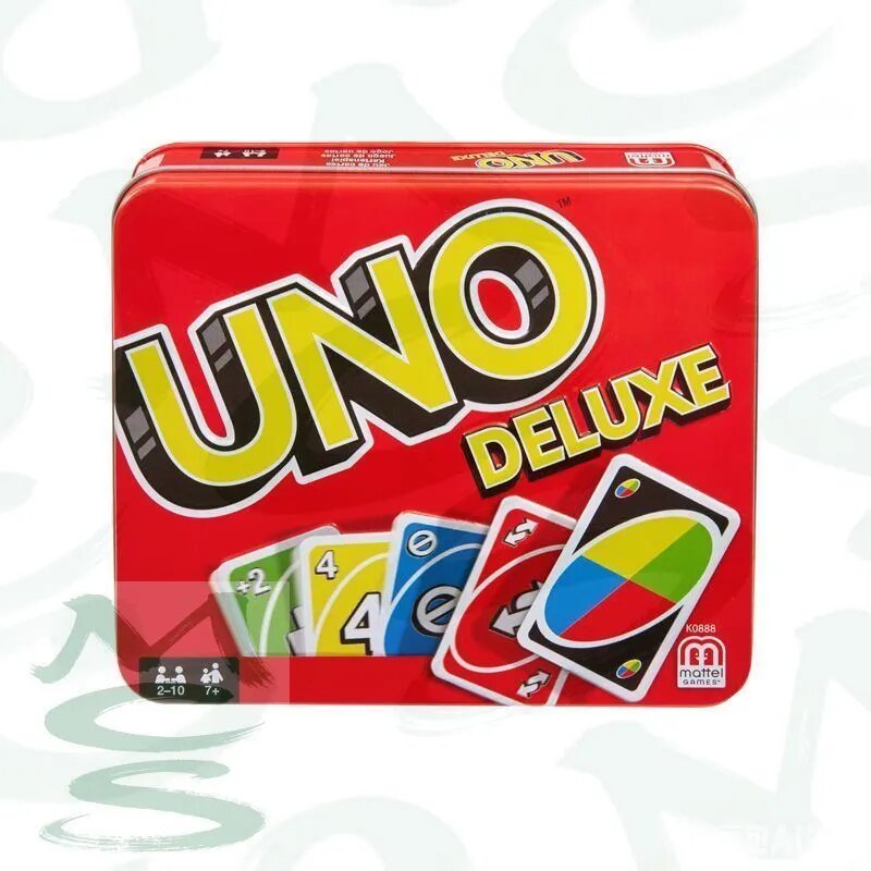 Металлическая коробка Настольная карточная игра UNO Deluxe Новая версия игры для всей семьи (темно-синий, желтый, зеленый, темно-бордовый)