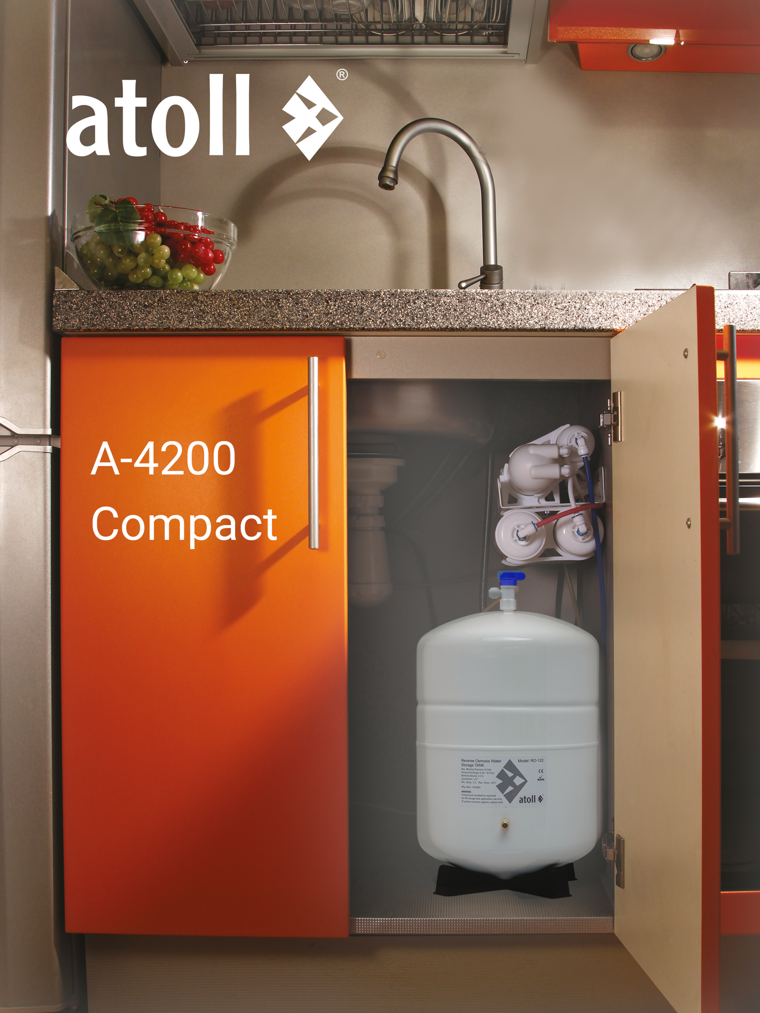 Система обратного осмоса atoll Compact A-4200 STDA, без питьевого крана, накопительный бак 12л.