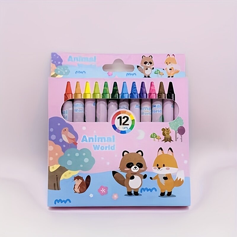Набор восковых мелков 12 цветов, стиль New Pink