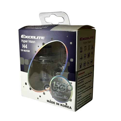 Лампа 12V H4 60/55W P43t +150% до 3600K (2шт.) Hyper Vision EXCELITE Excelite арт. 10532