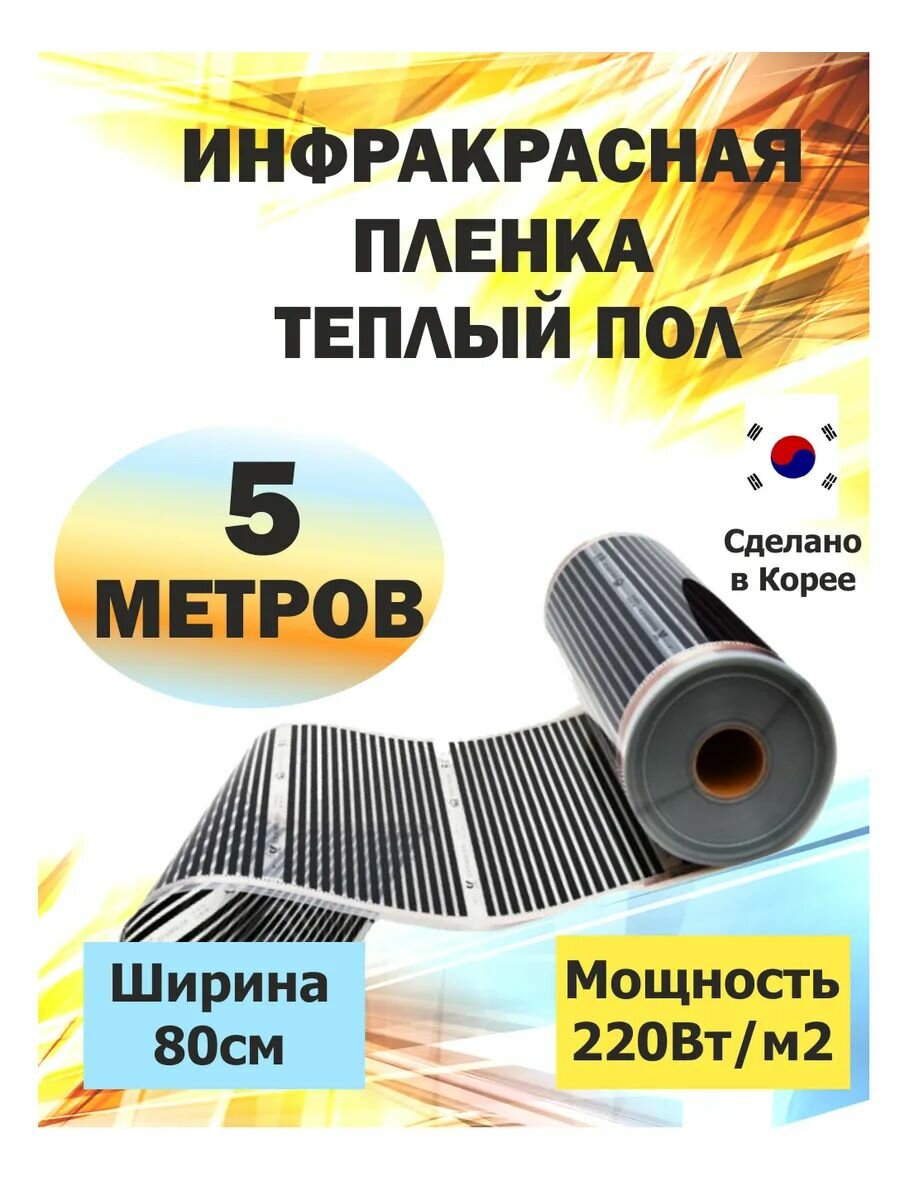ТТеплый пол инфракрасный 80 см 5 метров