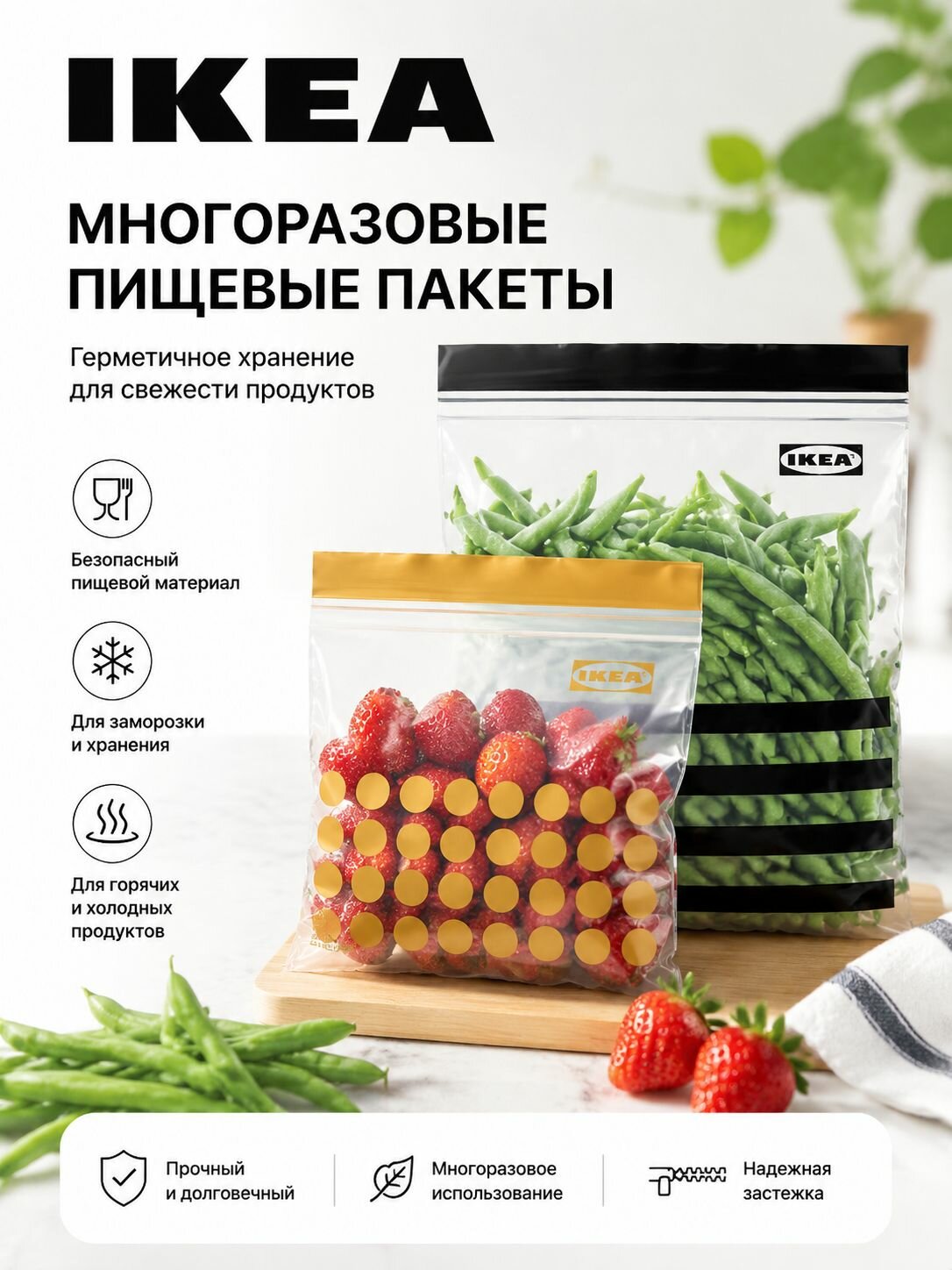 IKEA Зип пакет 15x15; 18x19 см, 60 шт