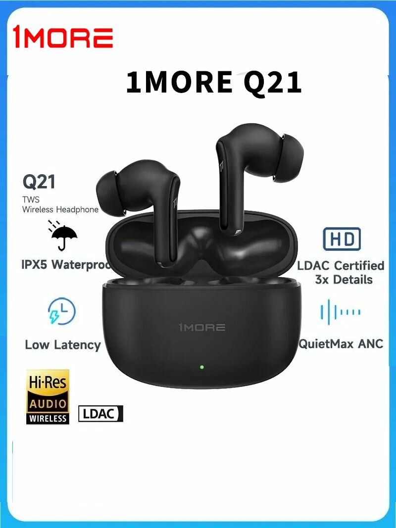 1MORE Наушники беспроводные с микрофоном, Bluetooth, черно-серый гарнитура