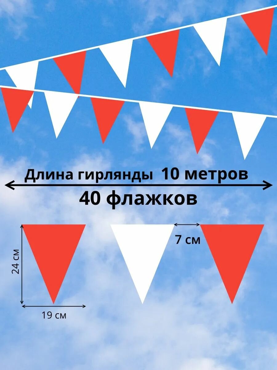 Новогодние флажки гирлянда, 10 метров