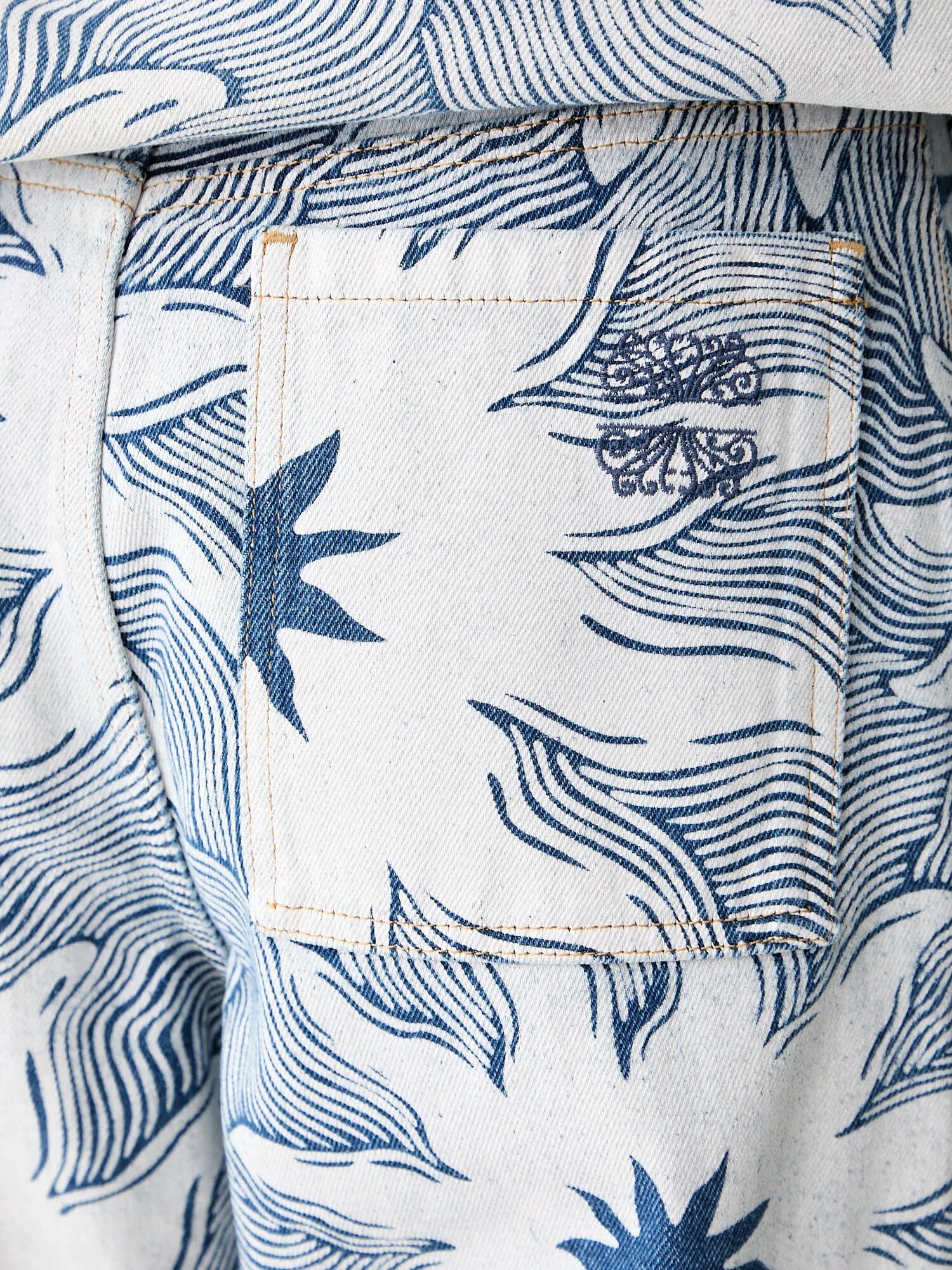 Джинсы Never Fully Dressed Sun-print jeans, размер XL, бежевый/белый — фото 1